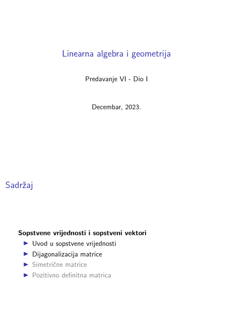 LAG Predavanje VI Dio I | PDF