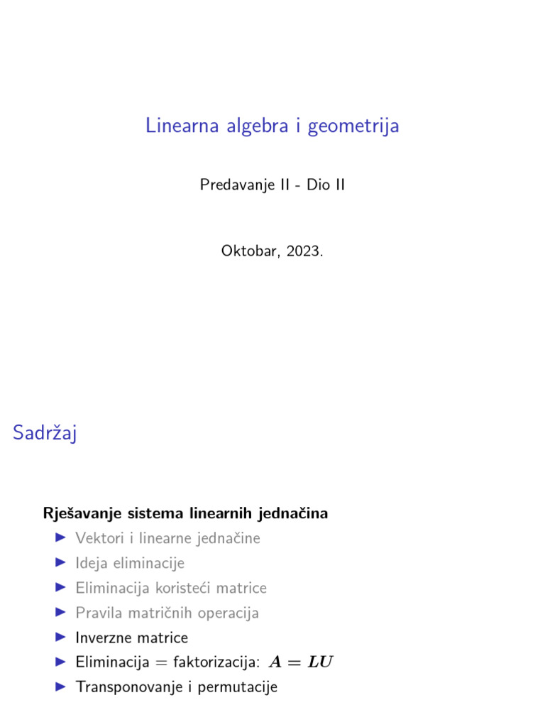 LAG - Predavanje II - Dio II | PDF