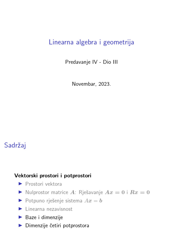 LAG Predavanje IV Dio III | PDF