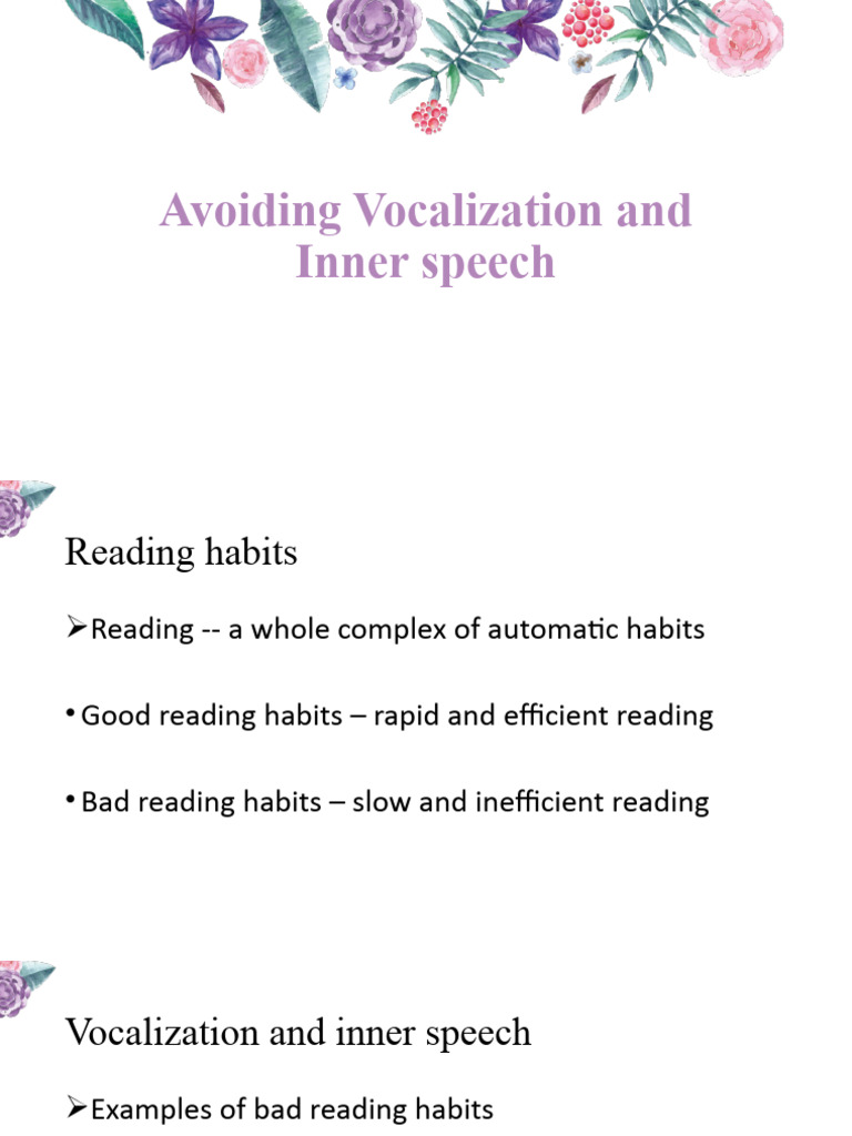 Lesson 2 Avoiding Vocalization and Inner Speech (2019) | PDF