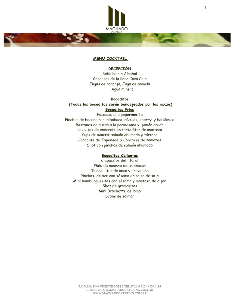 Menu Social Cocktail-2009 | PDF | Postres | Cocinando