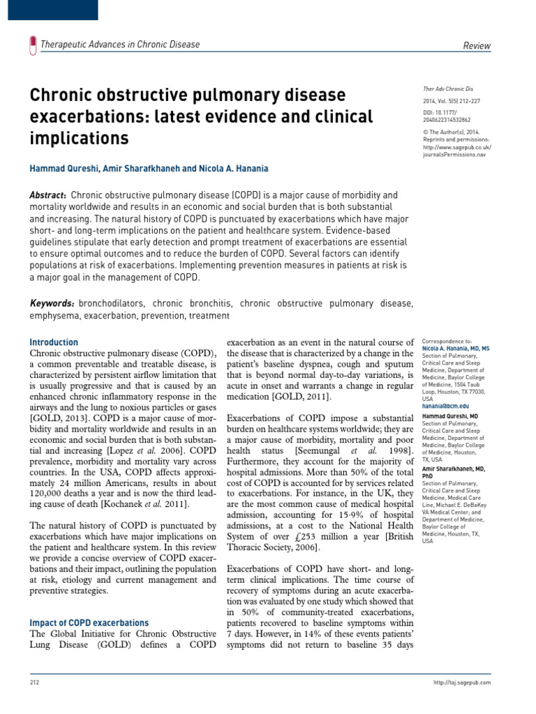 Chronic Obstructive Pulmonary Disease Exacerbations Latest Evidence and ...