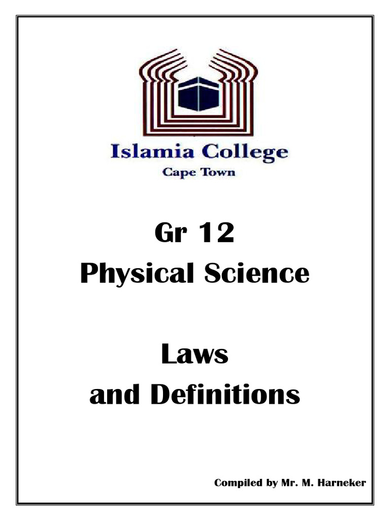 Grade 12 Physics Laws and Definitions | PDF | Force | Acid