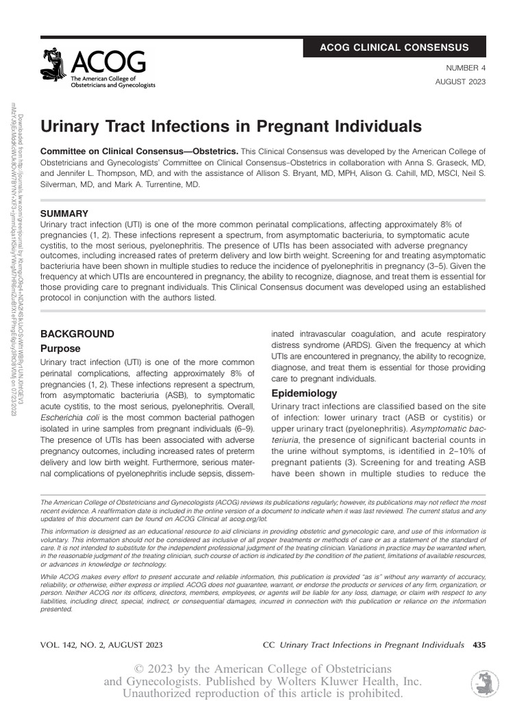 Urinary - Tract - Infections - in - Pregnant - Individuals (ACOG ...