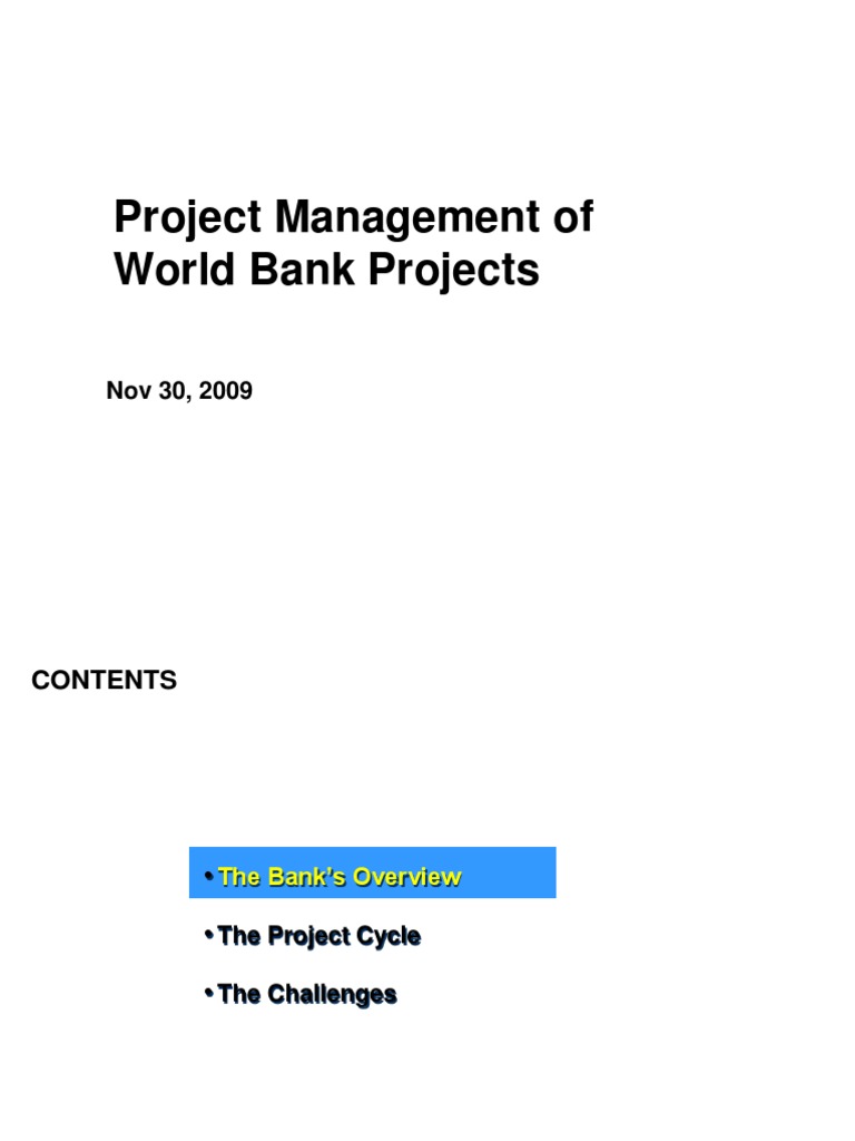 World Bank Project Management Overview | PDF | World Bank | Capacity ...