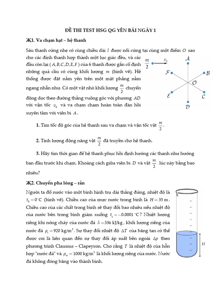 ĐỀ THI TEST HSG QG YB NGÀY 1 | PDF