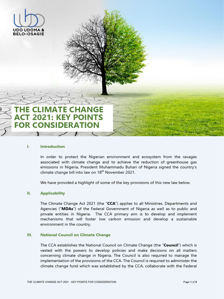THE-CLIMATE-CHANGE-ACT-2021-KEY-POINTS-FOR-CONSIDERATION | PDF
