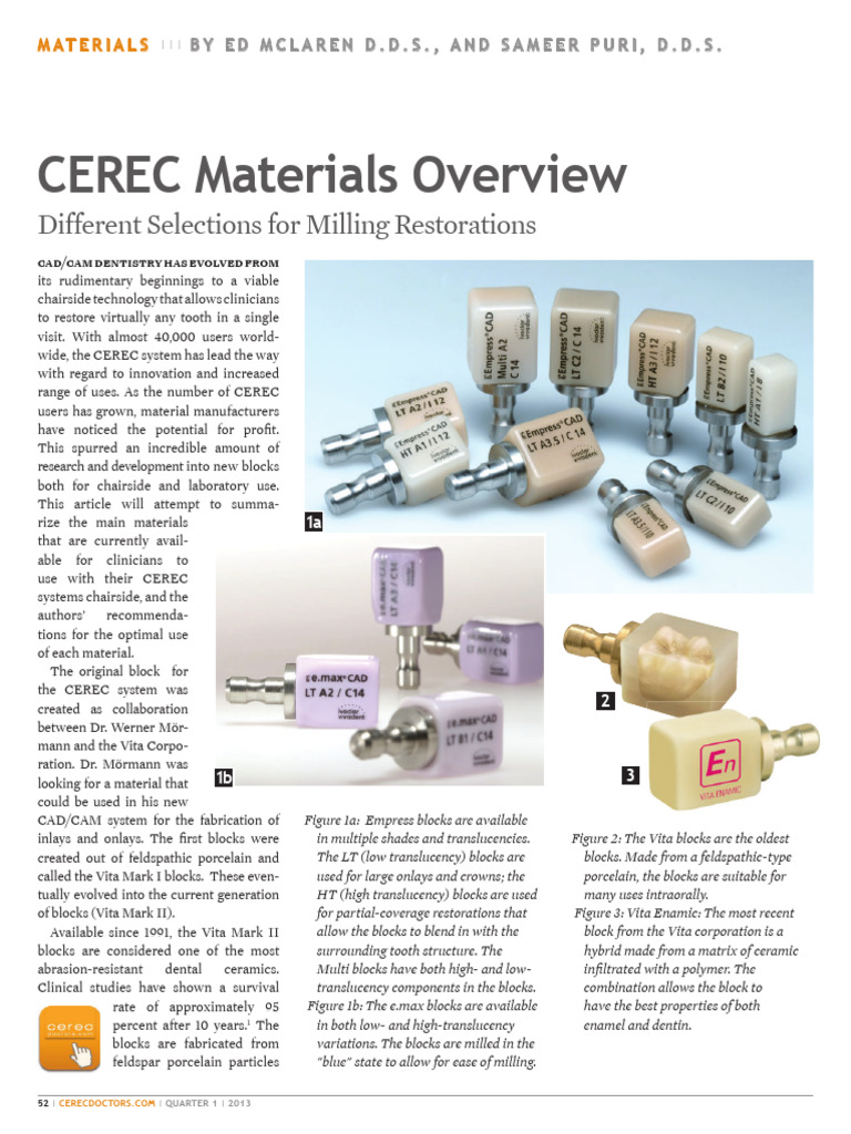 Cerec_MatOverview | PDF | Materials | Dentistry Branches