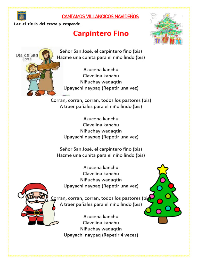 Ficha Com Cantamos Villancicos Navideños | PDF