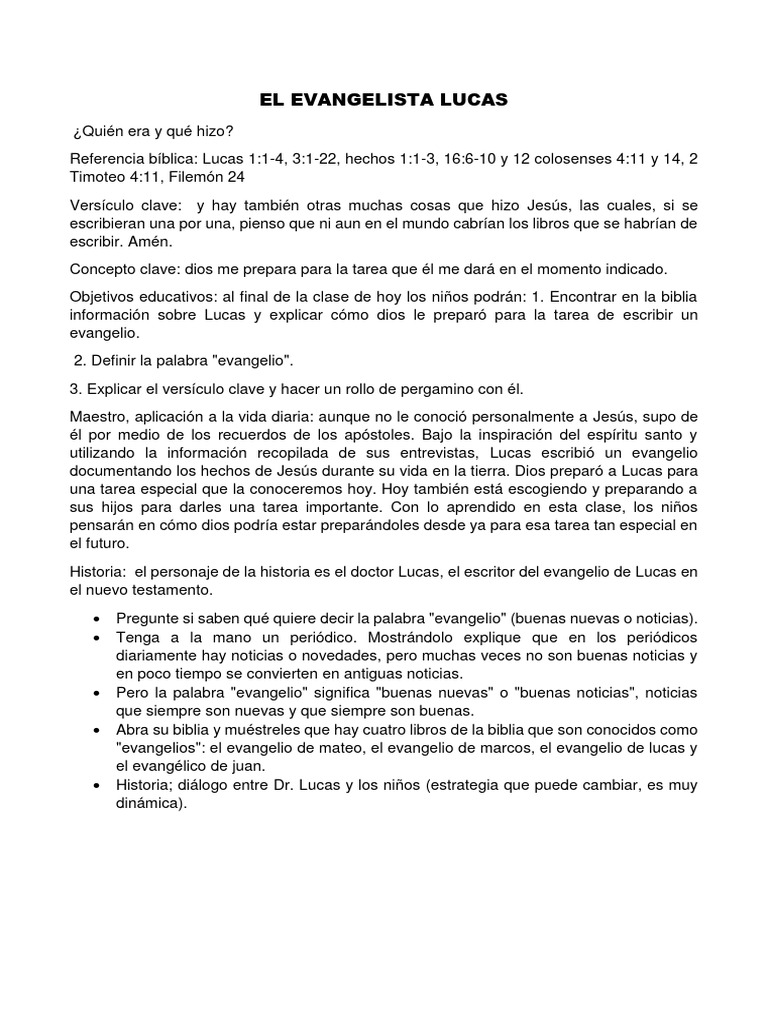 El Evangelista Lucas | PDF | Jesús | Evangelio De Lucas