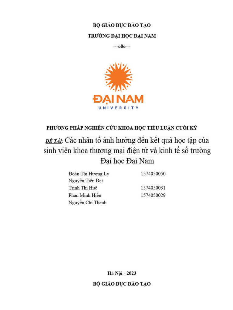 DNU PPNCKH TMĐT 1501 Nhóm4 TIEULUANCUOIKY | PDF