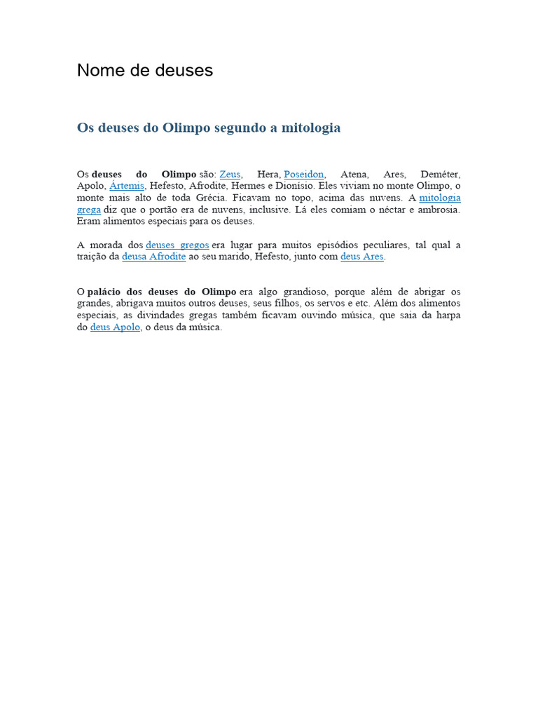 Nome de Deuses | PDF
