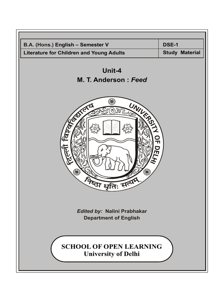 Unit-4 - LITERATURE FOR CHILDREN AND YOUNG ADULTS Feed - M T Anderson ...