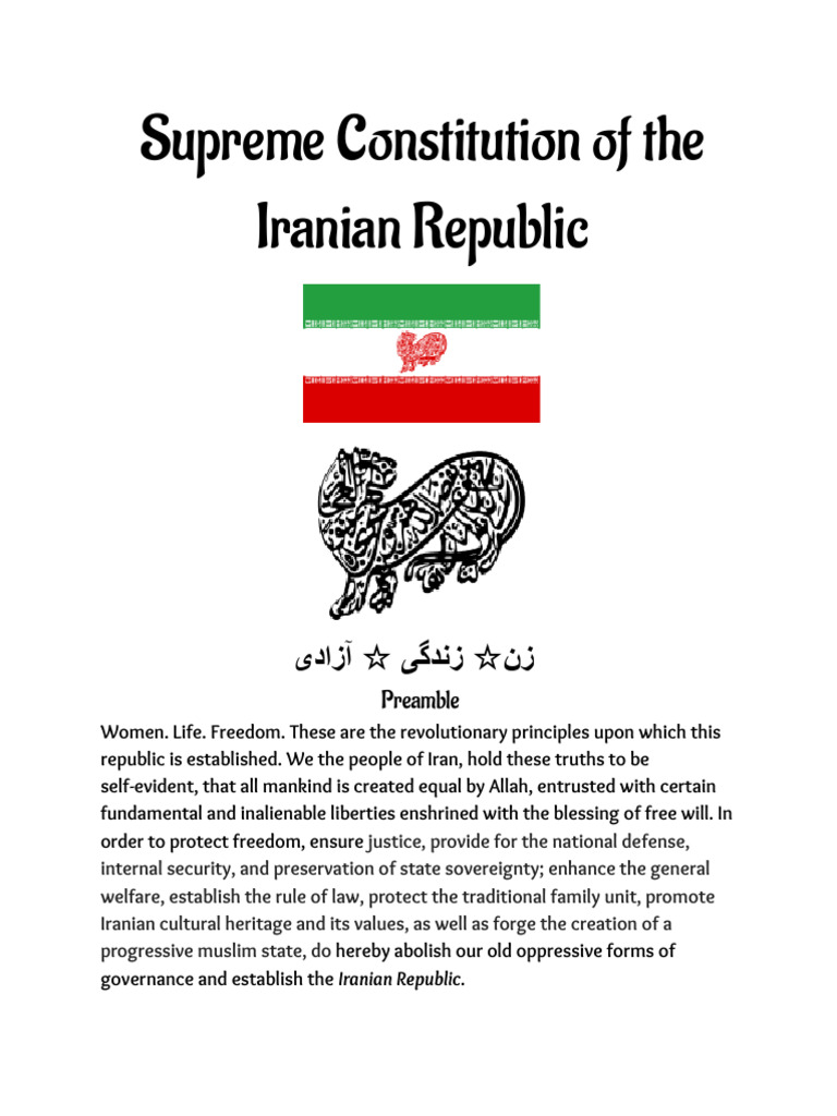 Supreme Constitution of The Iranian Republic | PDF | Oath Of Office ...