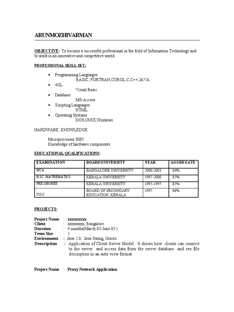 Fresher Resume Sample2 | PDF