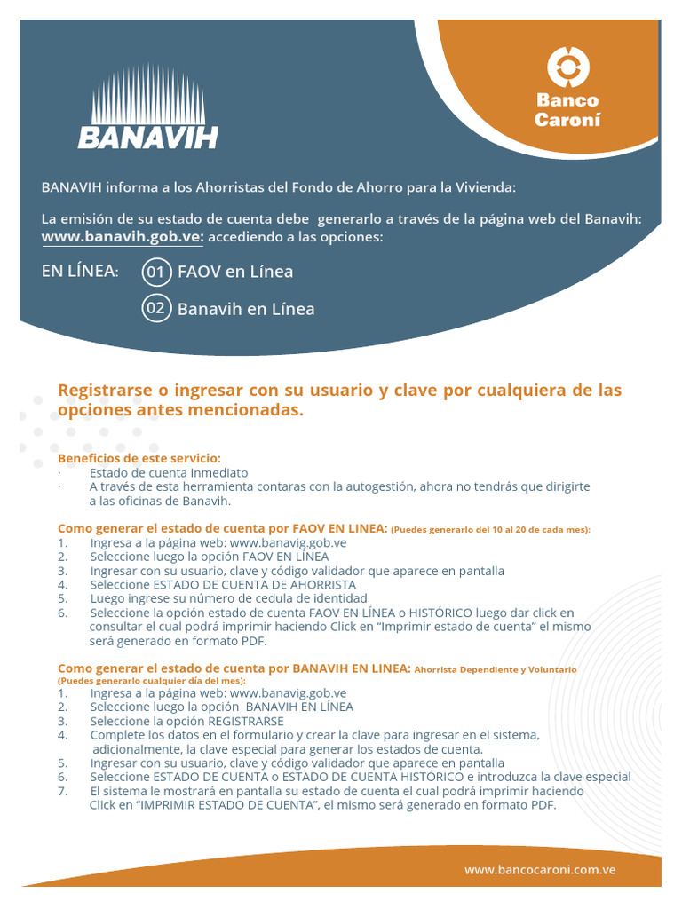 Generación de Estado de Cuenta FAOV en Línea | PDF