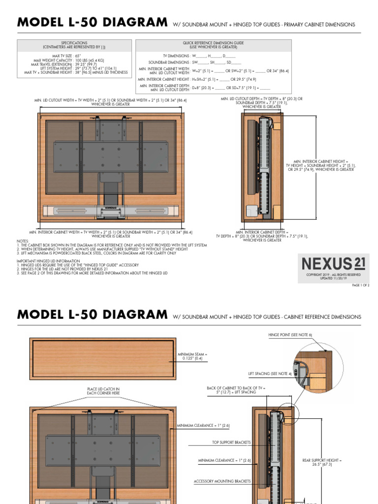 Nexus 21 L 50 Diagram Hinged Lid W Soundbar Mount | PDF | Manufactured ...