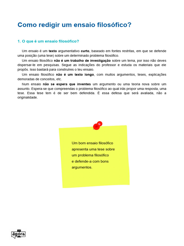 Como Redigir Um Ensaio Filosófico | PDF