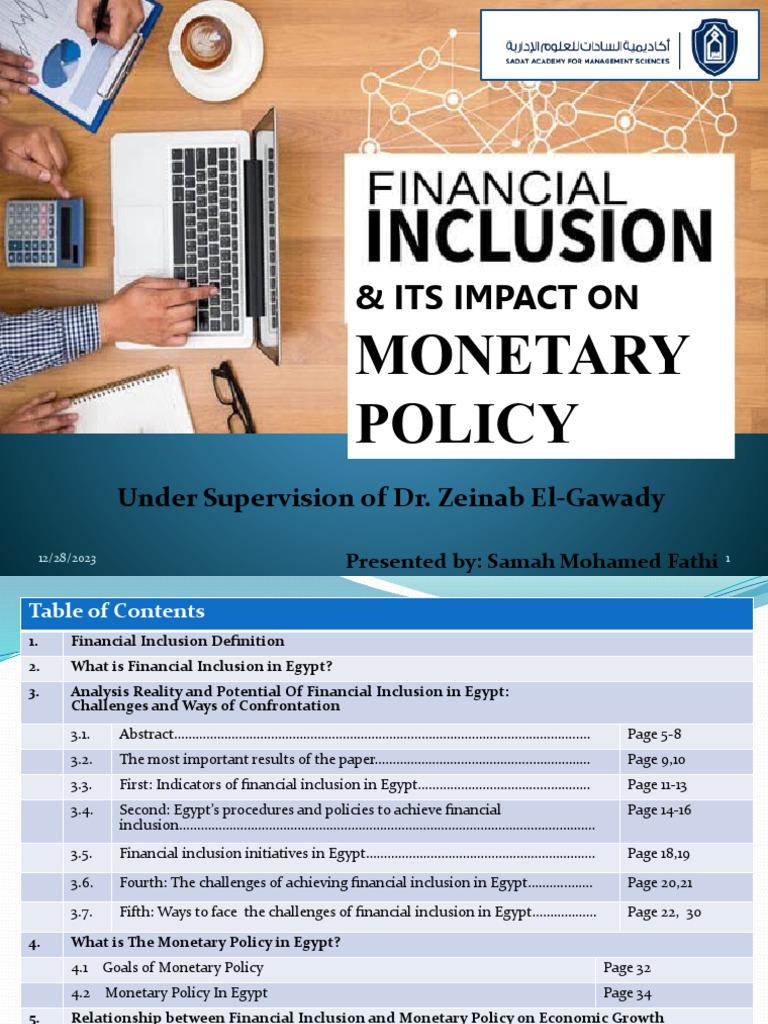 Financial Inclusion and Monetary Policy in Egypt | PDF | Monetary ...