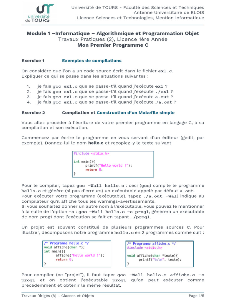 TP 2 Mon Premier Programme | PDF