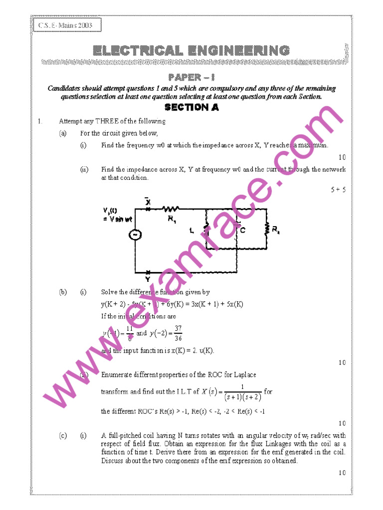 IAS Mains Electrical Engineering 2003 | PDF | Electric Motor | Physical ...
