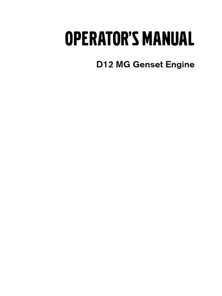 Operator'S Manual: D12 MG Genset Engine | PDF