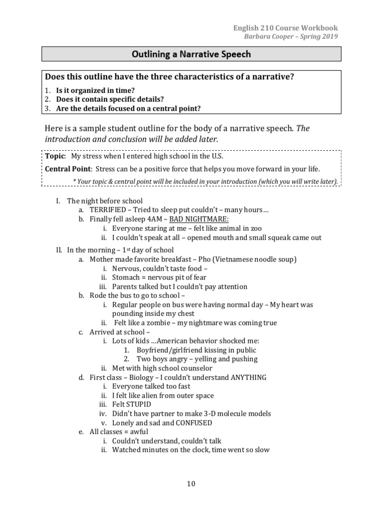 WorkbkUnit1-pp11-12-Sample Narrative Outline | PDF
