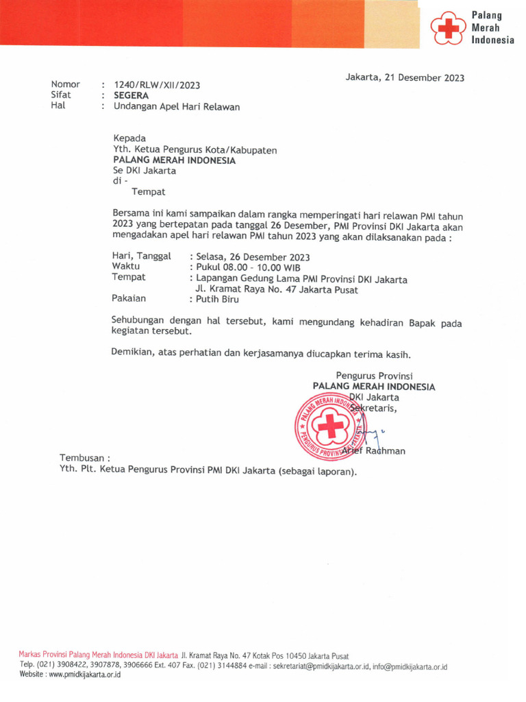 1240 Undangan Apel Hari Relawan | PDF