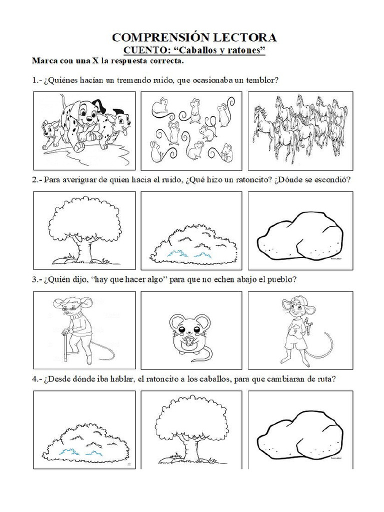 COMPRENSIÓN LECTORA - Cuento - CABALLOS Y RATONES | PDF