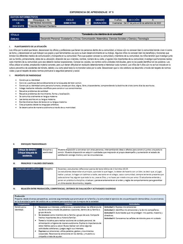 Experiencia de Aprendizaje N°5 - 2023 | PDF | Observación | Información