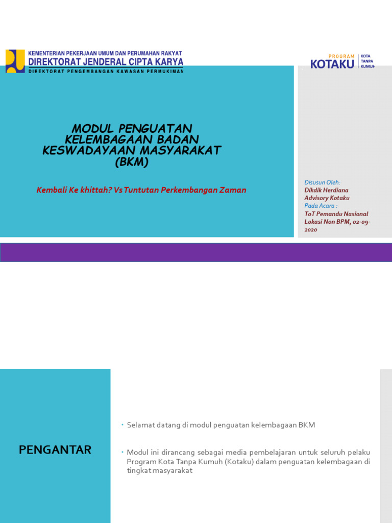Penguatan Kelembagaan BKM dalam Kotaku | PDF