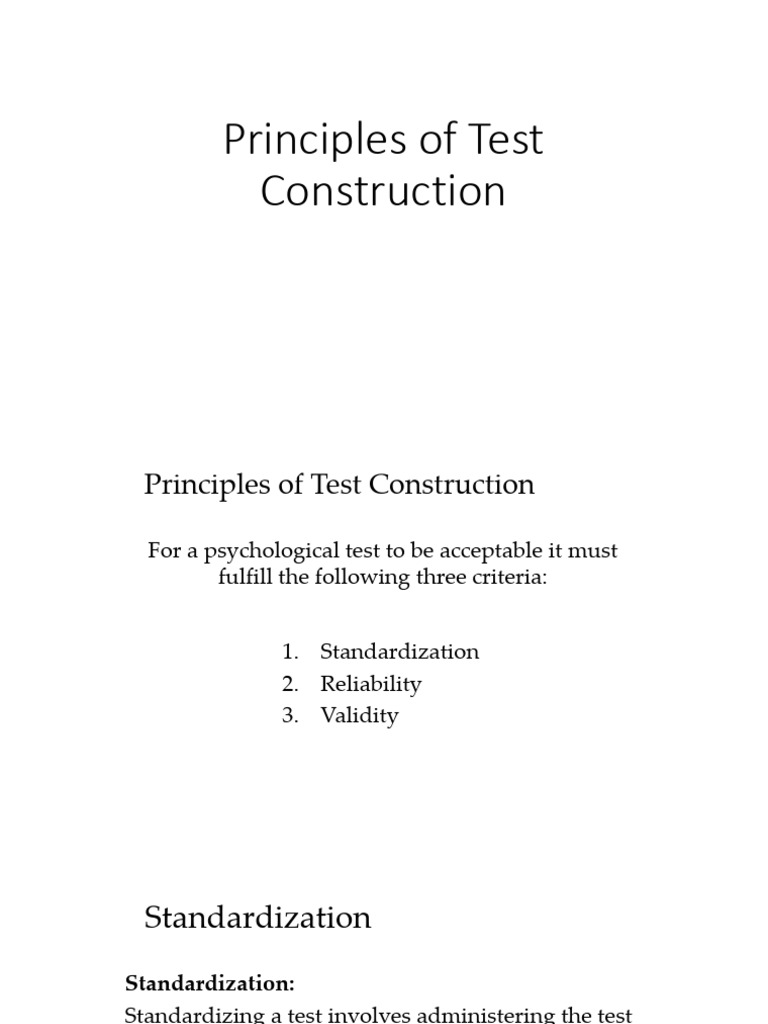 Principles of Test Construction Streamlined | PDF