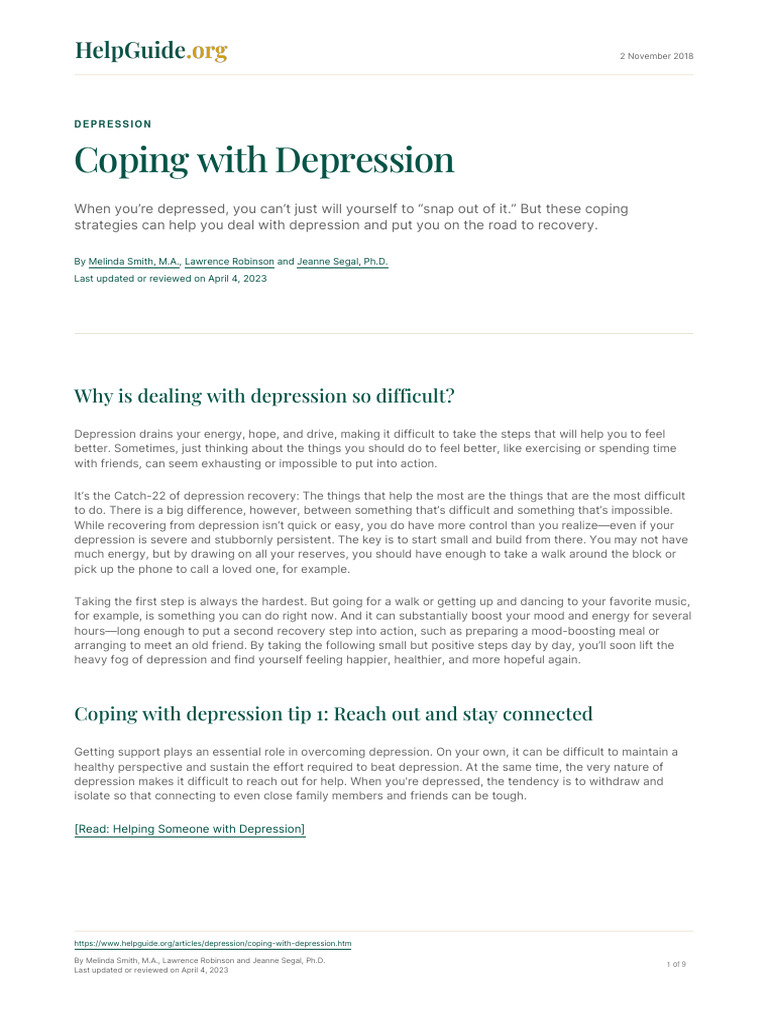 Coping With Depression | PDF | Major Depressive Disorder | Thought
