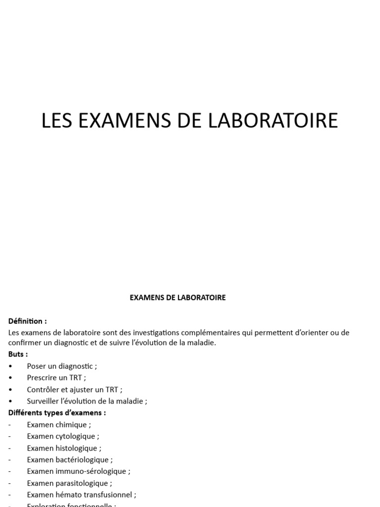 Guide des examens de laboratoire | PDF | Urine | Tuberculose