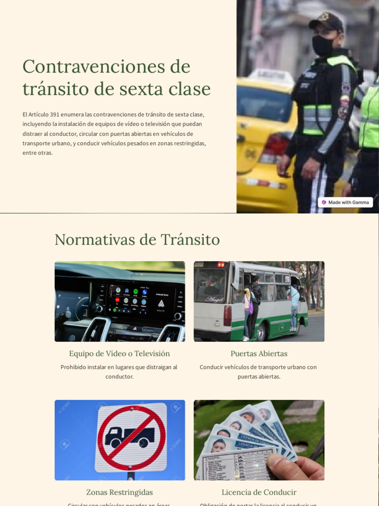 Contravenciones de Transito de Sexta Clase | PDF