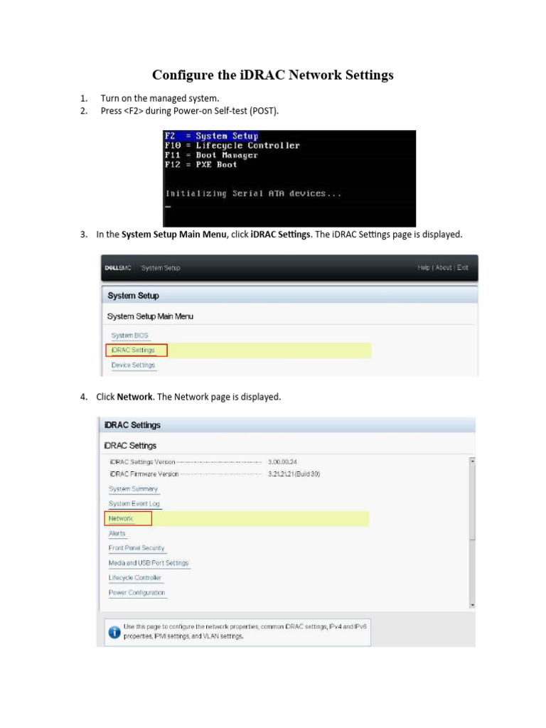 Configure The iDRAC Network Settings | PDF