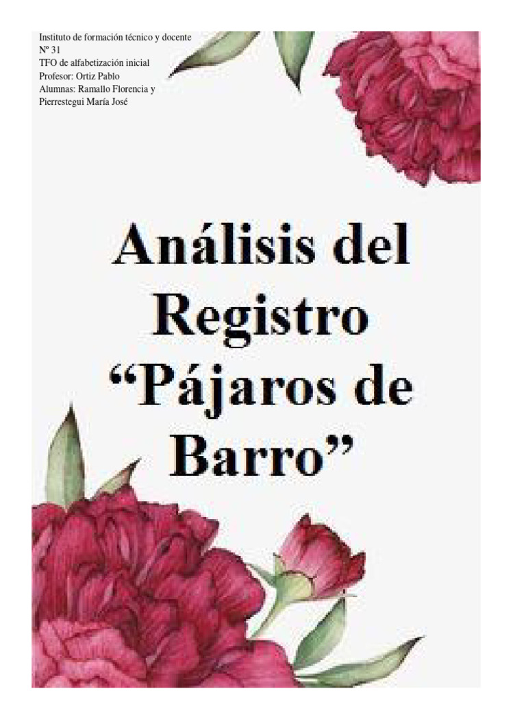 A - Análisis Pájaros de Barro | PDF | Maestros | Literatura