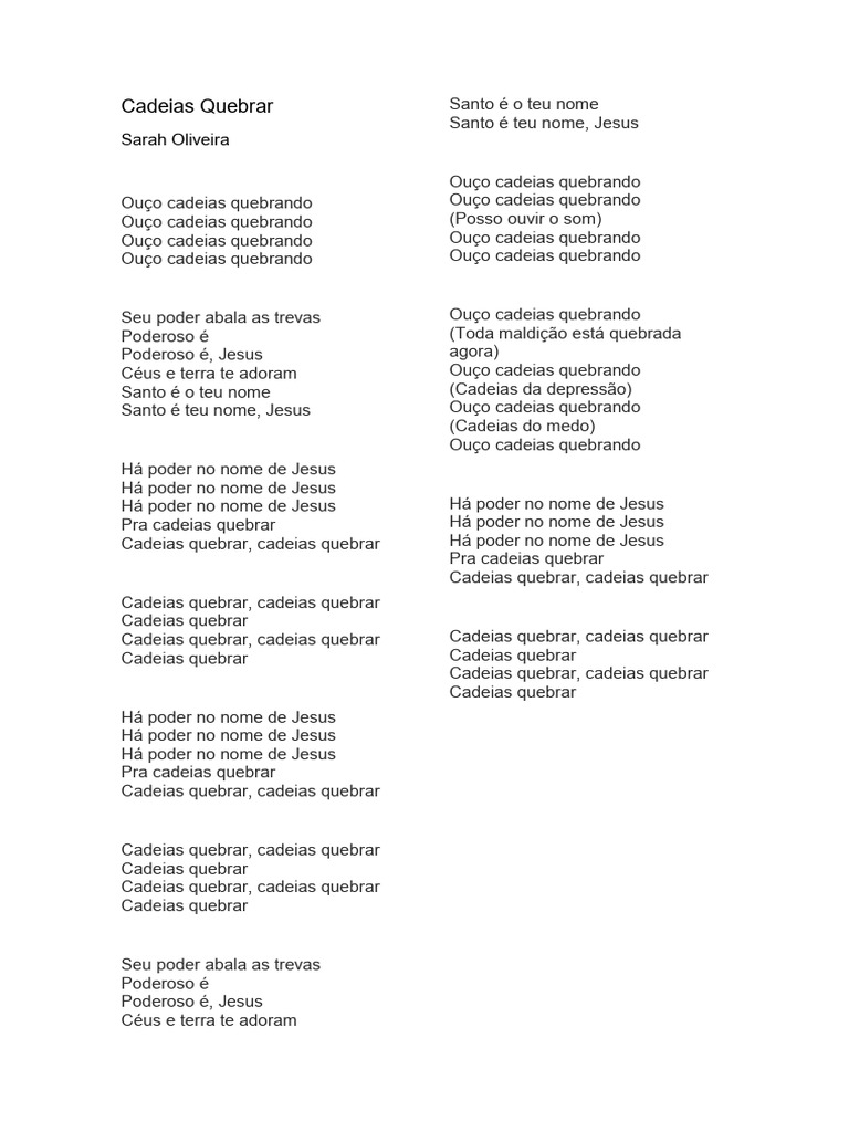 Cadeias Quebrar - Sarah Oliveira | PDF