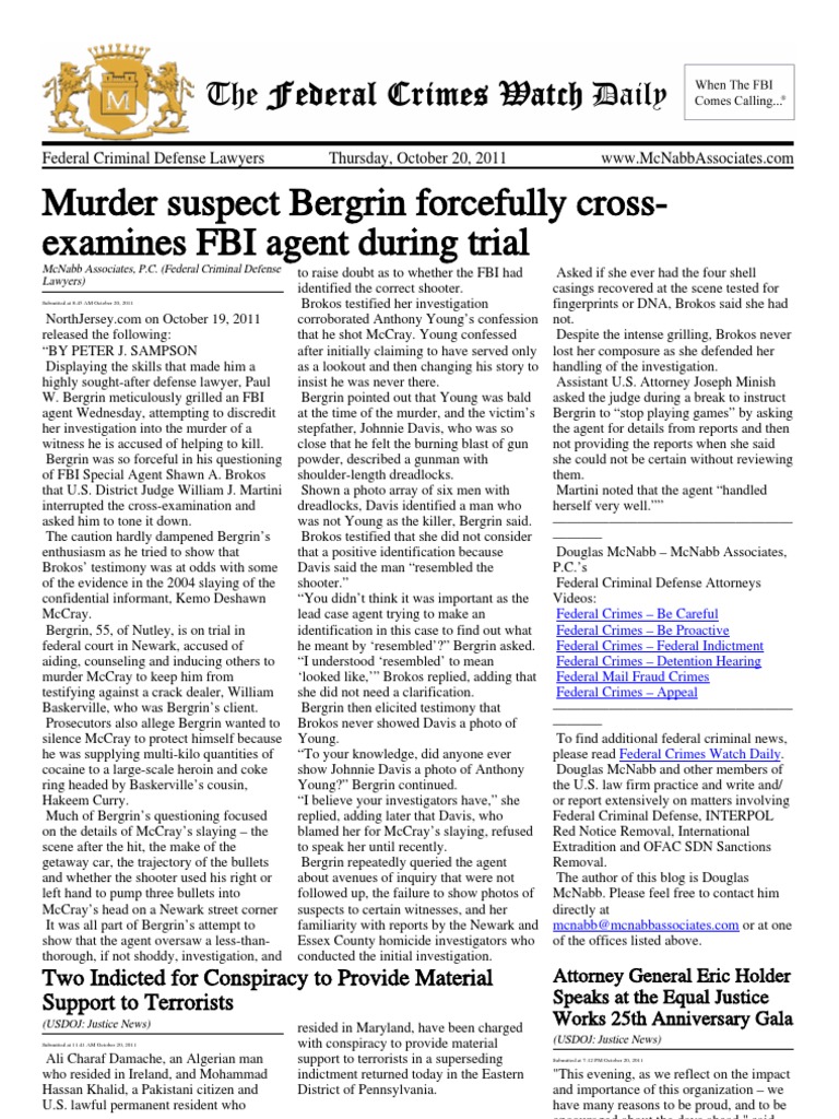 October 20, 2011 - The Federal Crimes Watch Daily | Federal Bureau Of ...