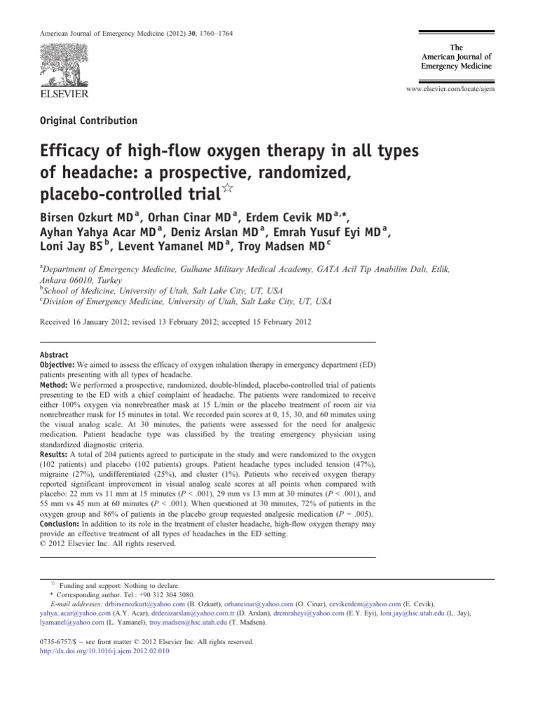 5 - Oxygen Therapy in All Types of Headache | PDF