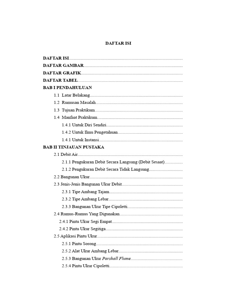 DAFTAR IS1 Dan Semua Pintu Air Hidrolika | PDF