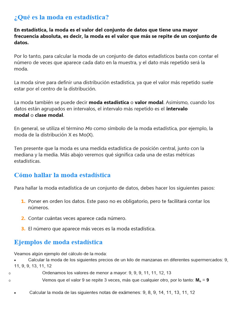 Qué Es La Moda en Estadística | PDF