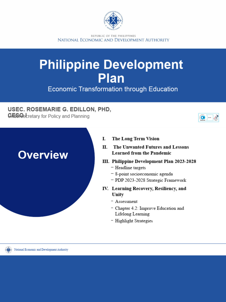 Philippine-Development-Plan-by-NEDA-USec-Rosemarie-Edillon | PDF ...