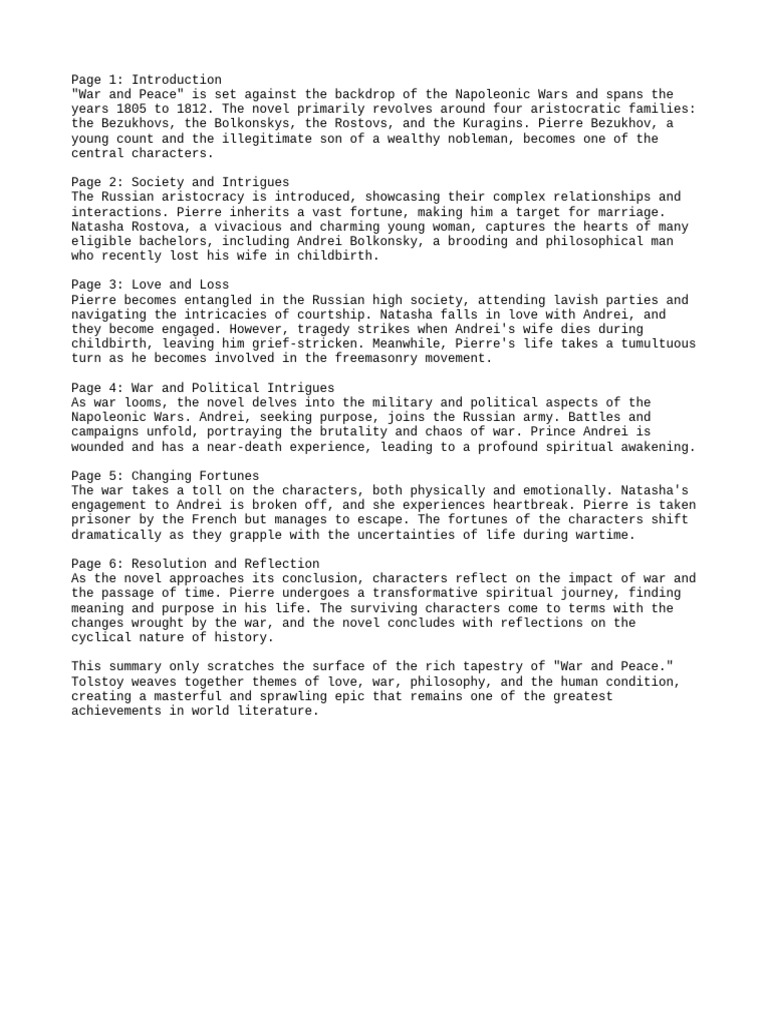 War and Peace Notes | PDF