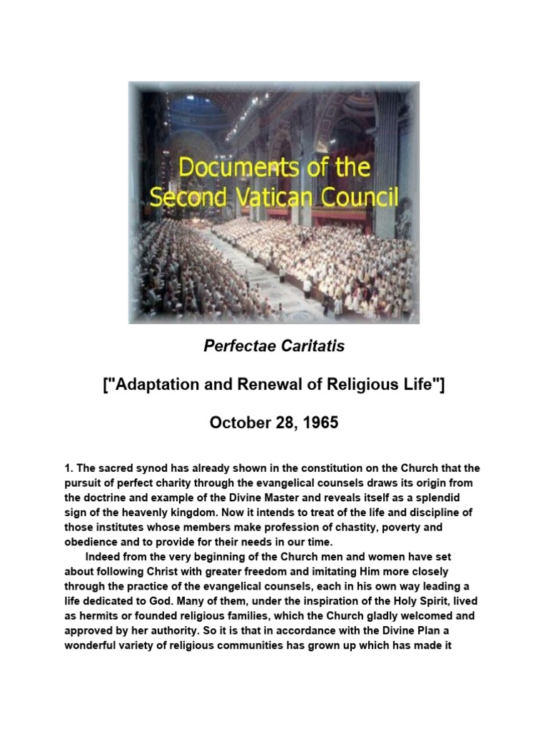Vat II Perfectae Caritatis | PDF | Catholic Church | Laity