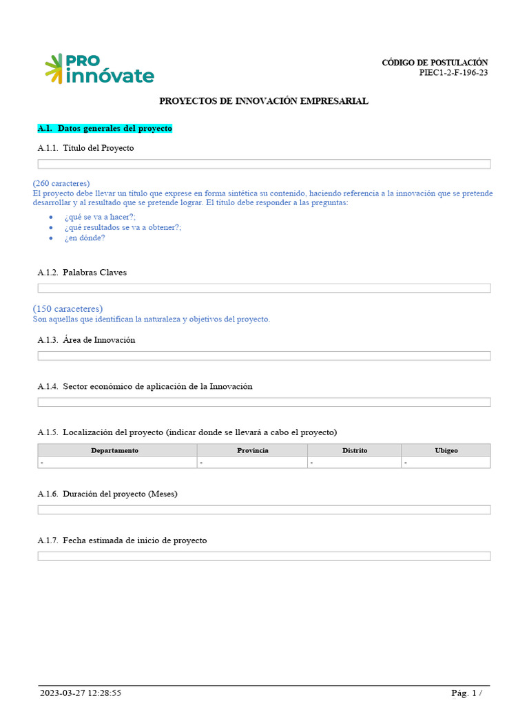 Formato de Innovación - Op1 2023 | PDF