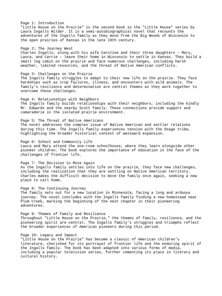 Little House On The Prarie Notes | PDF | Little House On The Prairie