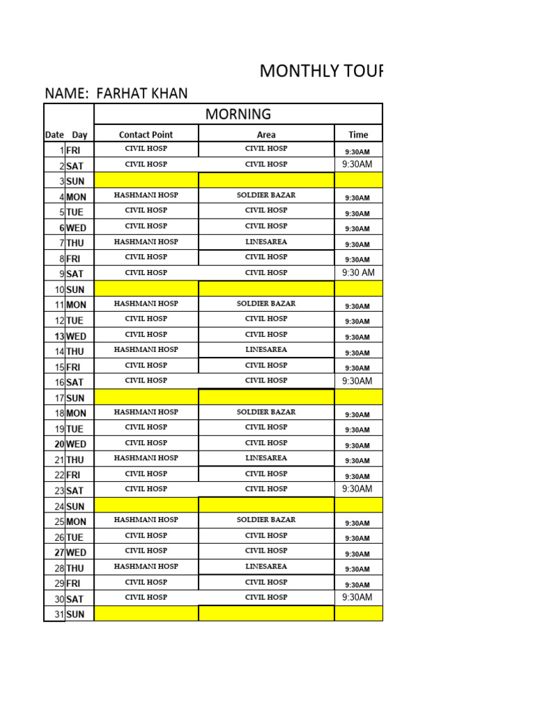 December Tour Plan | PDF