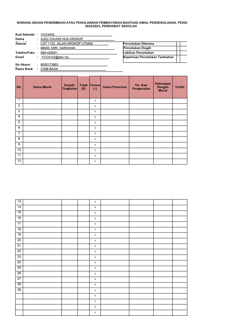 Borang B3.Xlsx (Complete) | PDF