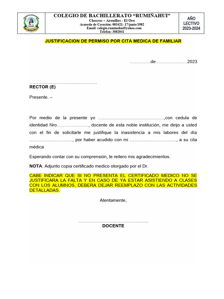 Justificación Permisos Laborales | PDF